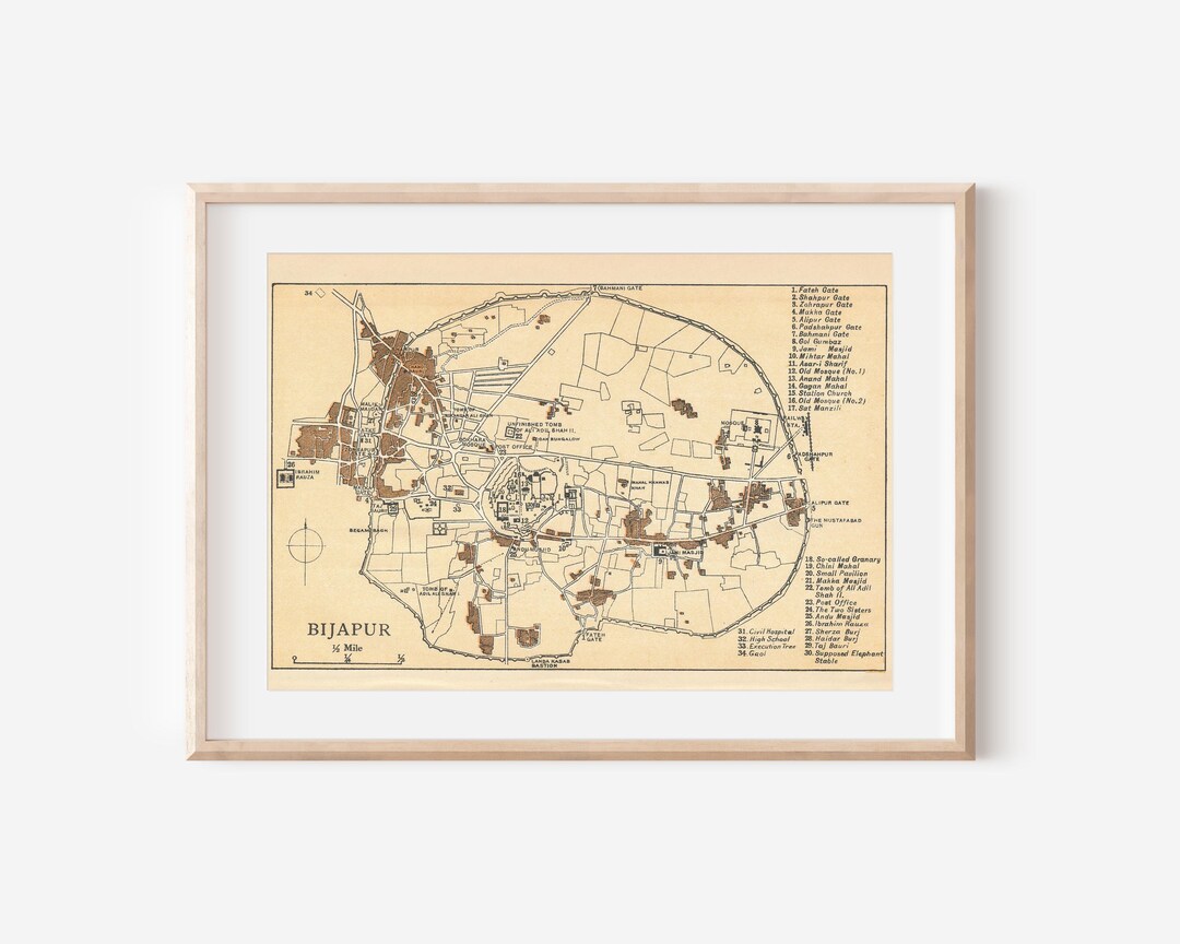 1933 Bijapur India Antique Map - Etsy