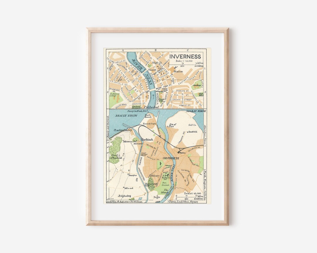1959 Inverness Scotland Vintage Map - Etsy