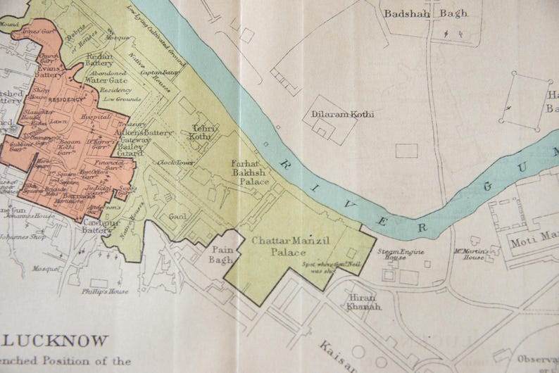 1920 Lucknow India Vintage Map - Etsy