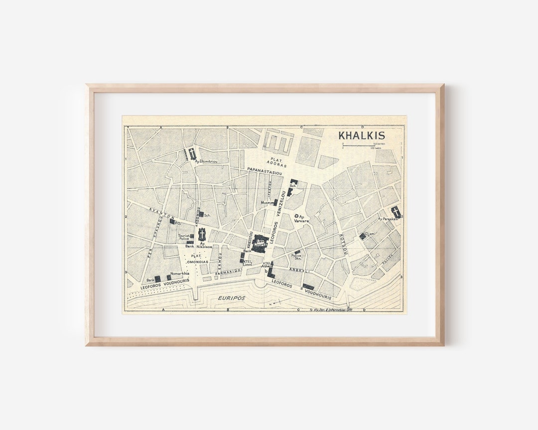 1967 Chalcis Greece Vintage Map - Etsy