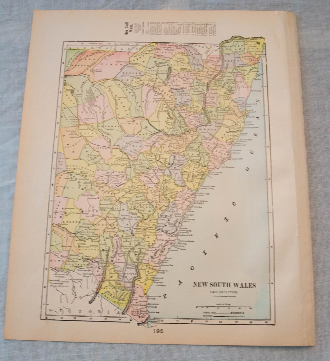 1901 New South Wales Australia Antique Map | Etsy