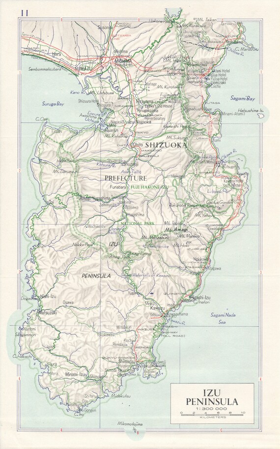 1966 Izu Peninsula Japan Vintage Map - Etsy