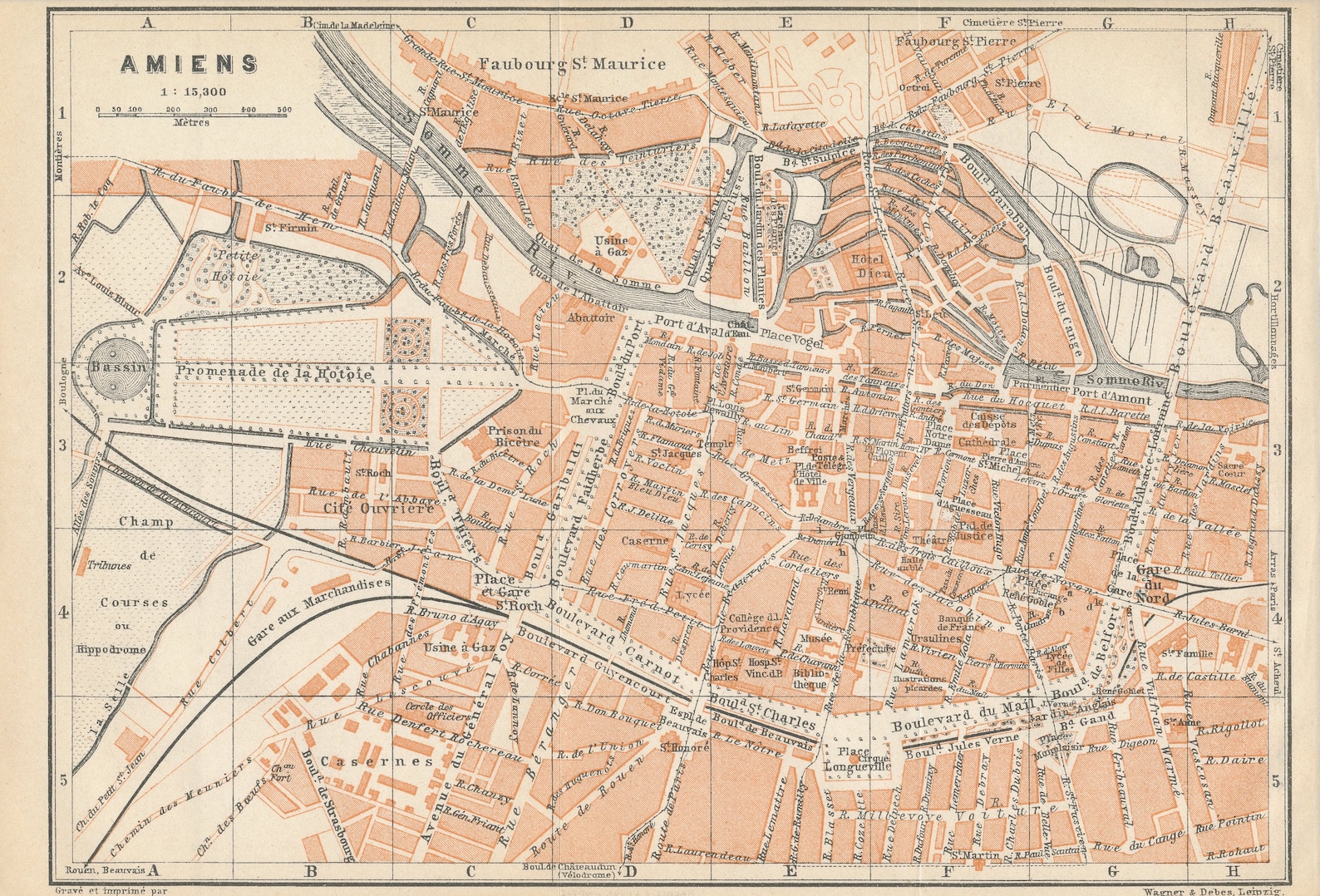 1913 Amiens France Antique Map | Etsy