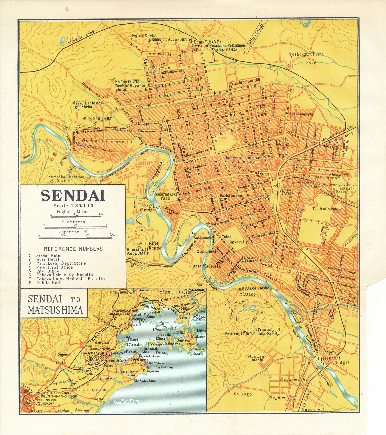 1961 Sendai Japan Vintage Map - Etsy