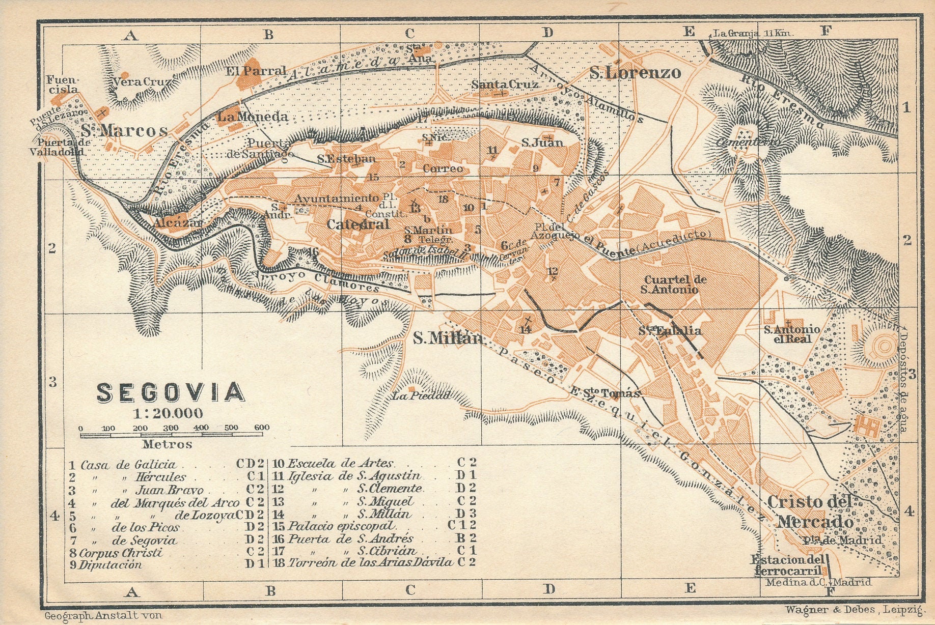 1913 Segovia España Mapa Antiguo - Etsy España