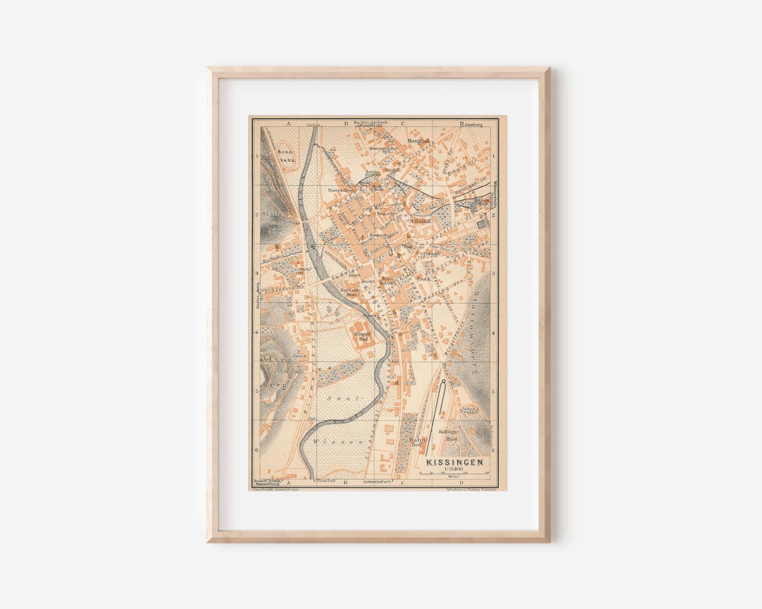 1907 Bad Kissingen Germany Antique Map - Etsy