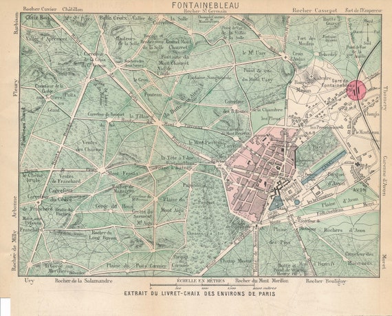 1895 Fontainebleau France Antique Map | Etsy