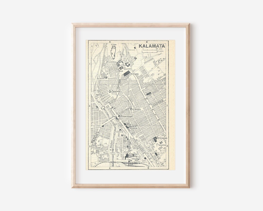 1967 Kalamata Greece Vintage Map - Etsy