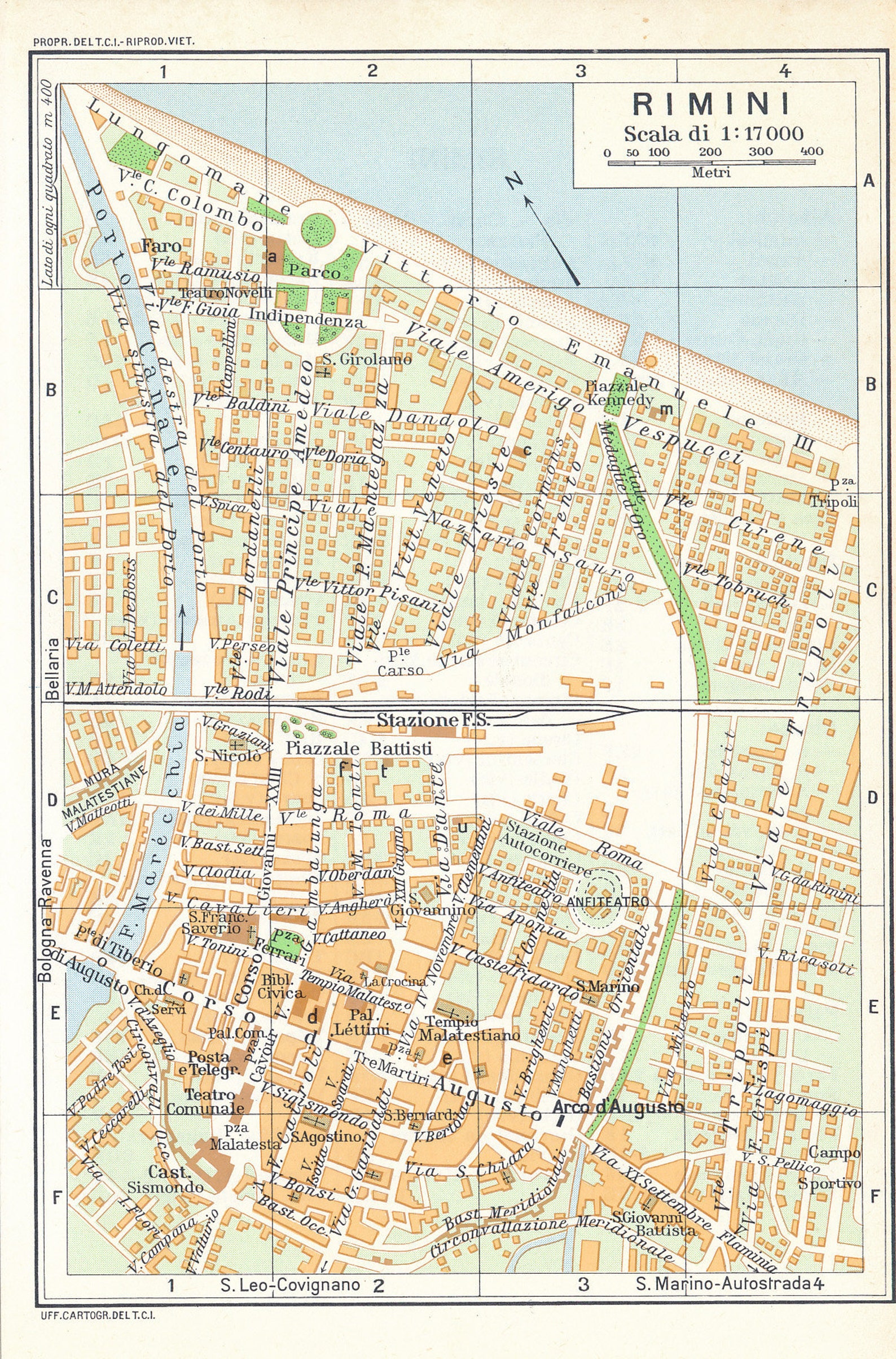 1971 Rimini Italy Vintage Map - Etsy