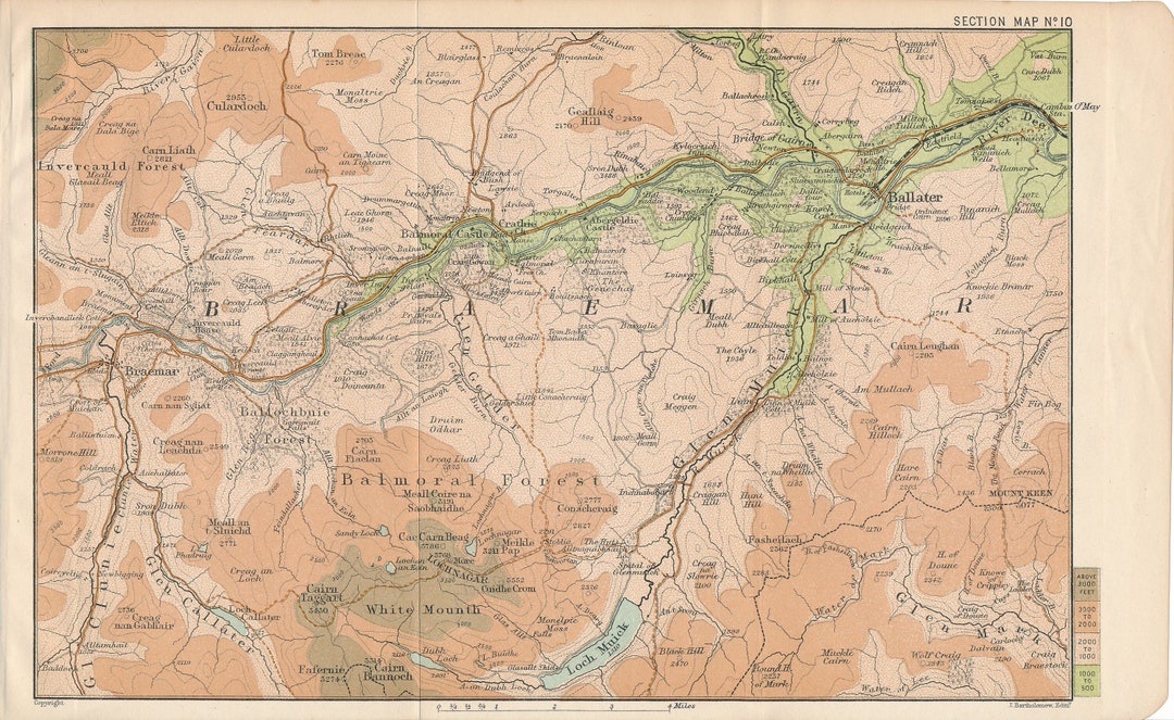 1908 Braemar & Ballater Scotland Area Antique Map - Etsy
