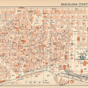1930 Barcelona Spain Antique Map - Etsy