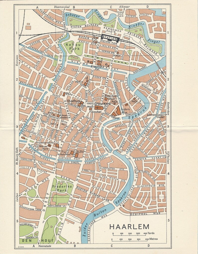 1961 Haarlem Netherlands Vintage Map - Etsy