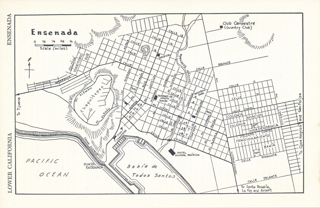 1962 Ensenada Baja México Mapa de la Vendimia - Etsy México