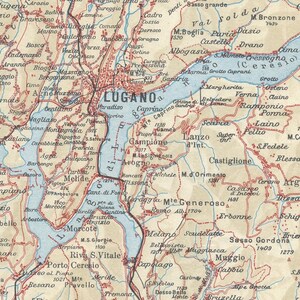 1948 Lake Lugano Switzerland Antique Map - Etsy