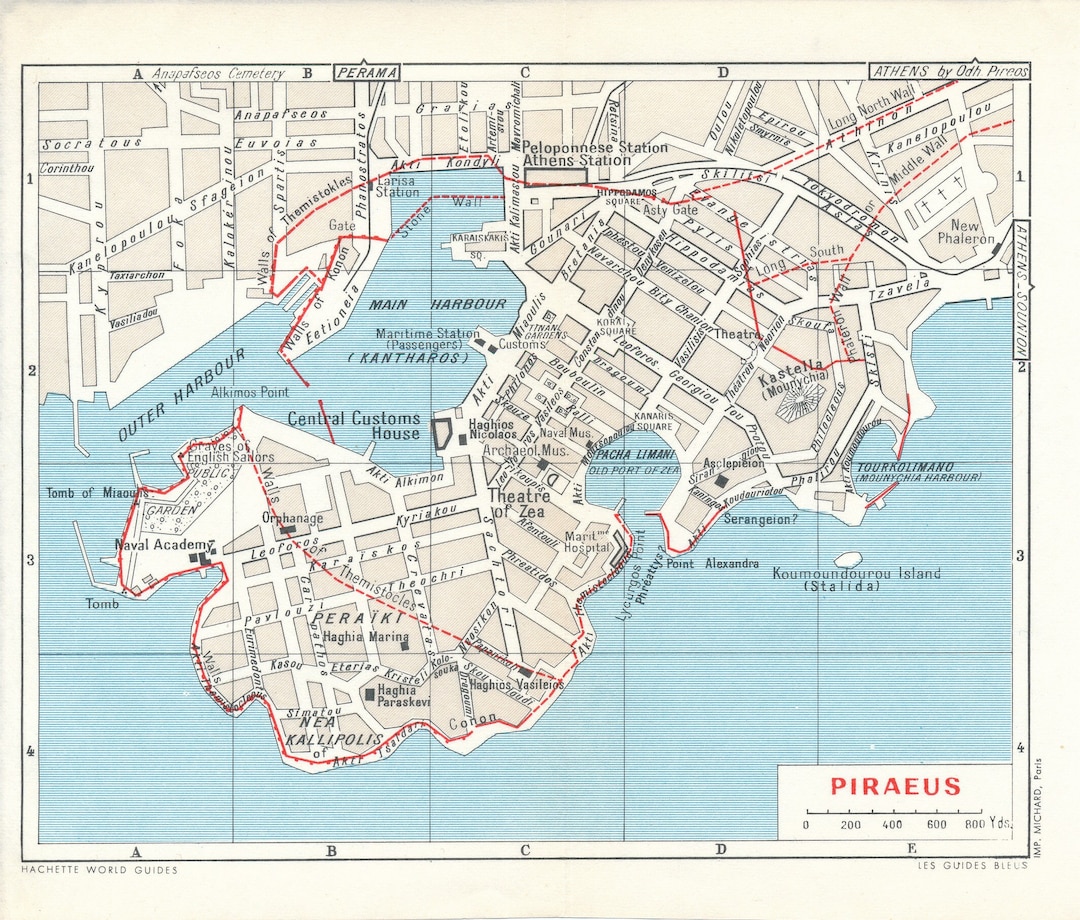 1964 Piraeus Athens Greece Vintage Map - Etsy