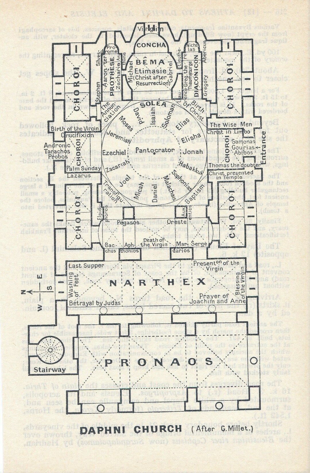 1955 Monastery of Daphni Greece Antique Map - Etsy