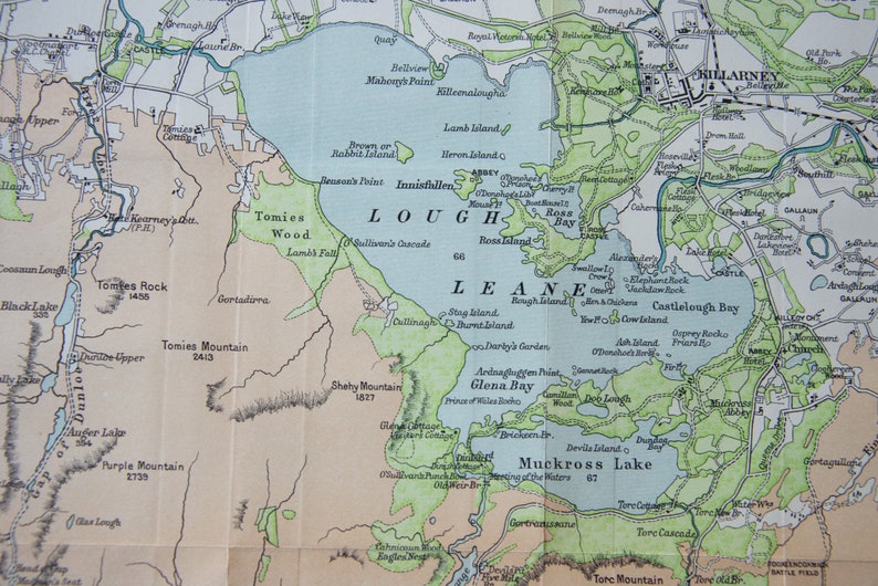 1904 Killarney and Lakes of Killarney Ireland Vintage Map - Etsy