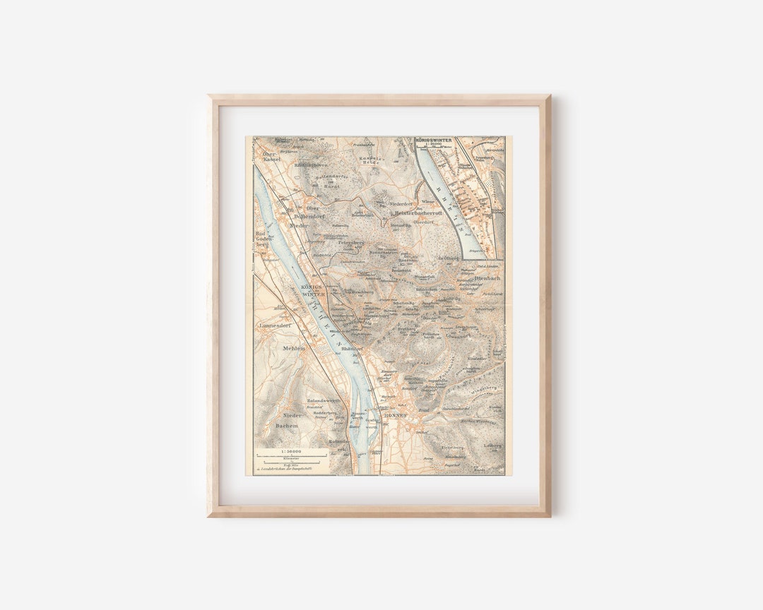 1926 Konigswinter Germany Antique Map - Etsy