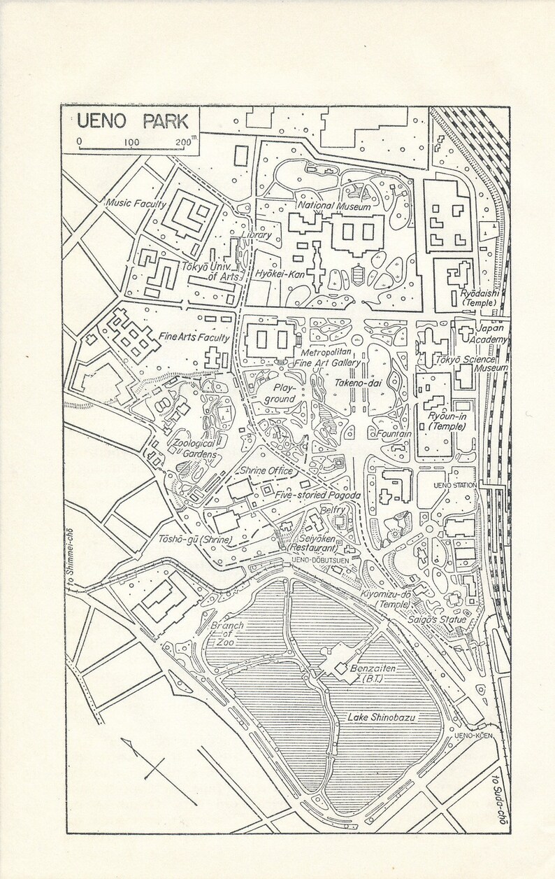 1961 Ueno Park Tokyo Japan Vintage Map - Etsy