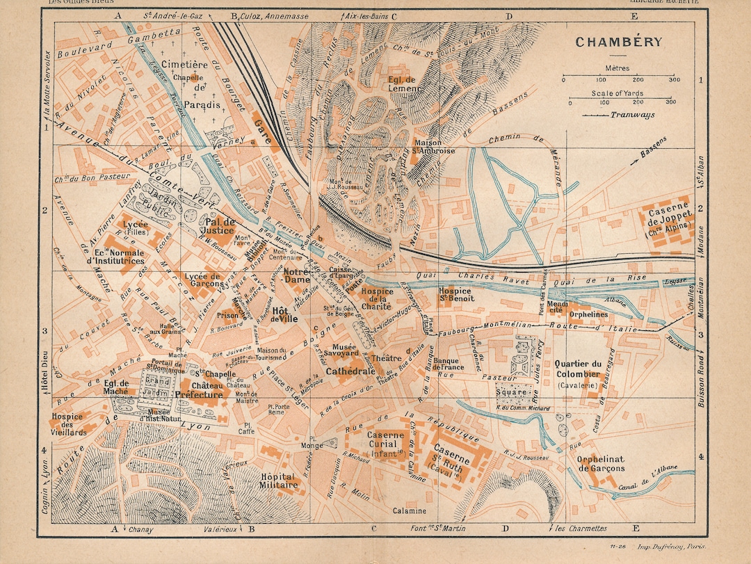 1926 Chambery France Antique Map - Etsy