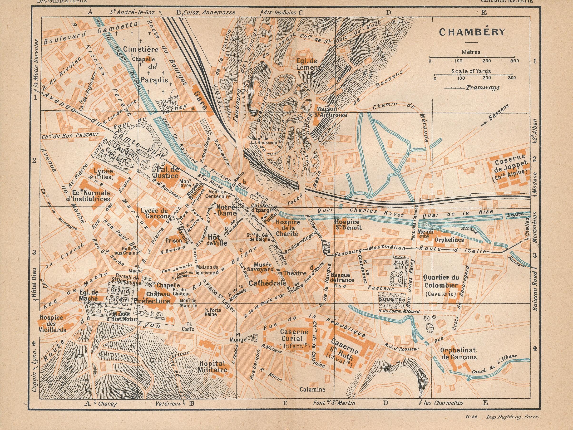 1926 Chambery France Antique Map | Etsy