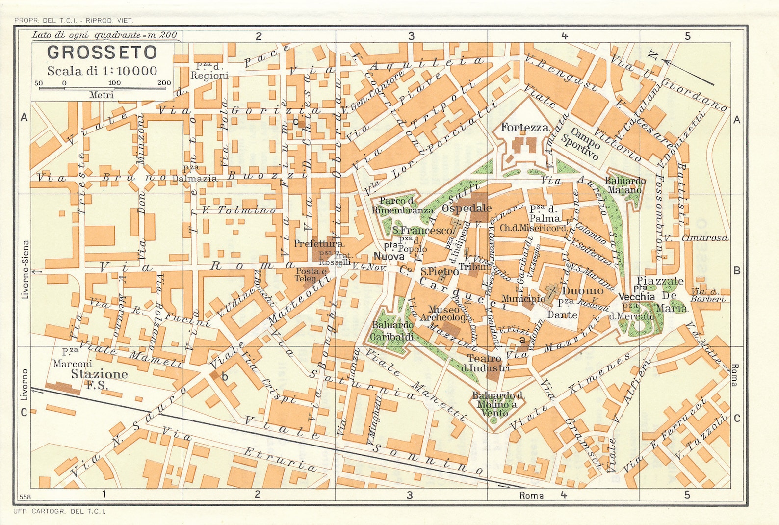 1959 Grosseto Tuscany Italy Vintage Map - Etsy