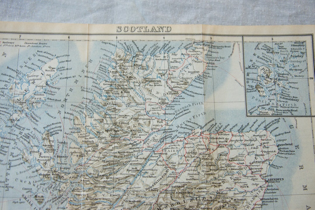 1927 Scotland Antique Map - Etsy