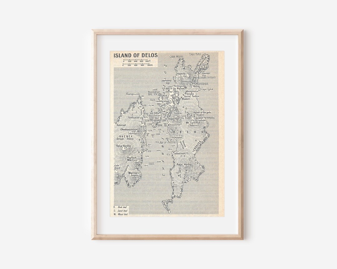 1964 Delos Greece Vintage Map - Etsy
