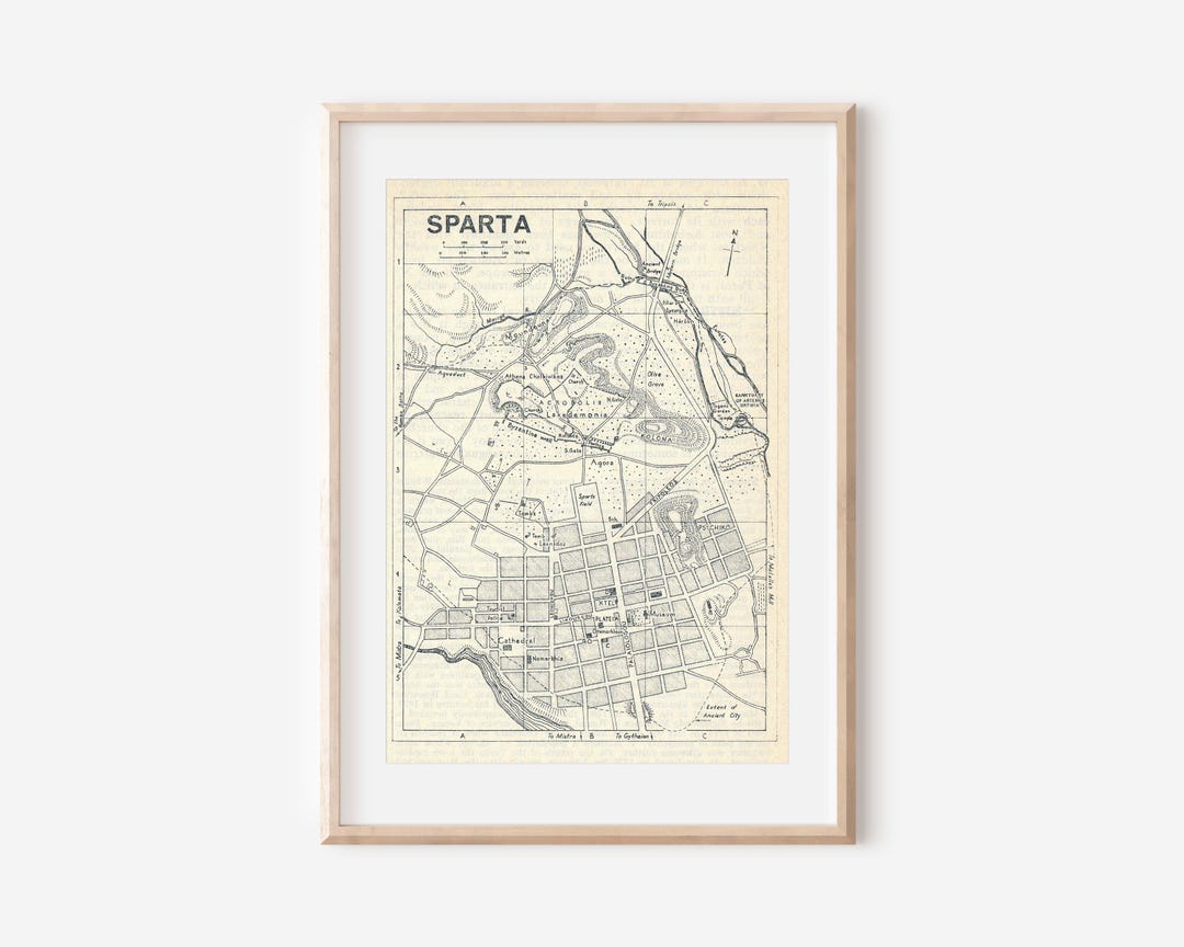 1967 Sparta Greece Vintage Map - Etsy