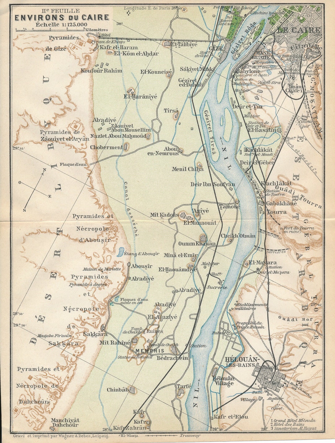 1908 Cairo Egypt Antique Map - Etsy