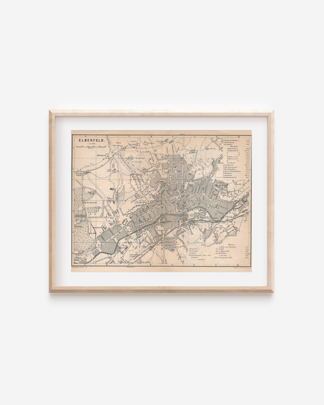 1881 Elberfeld Germany Antique Map - Etsy