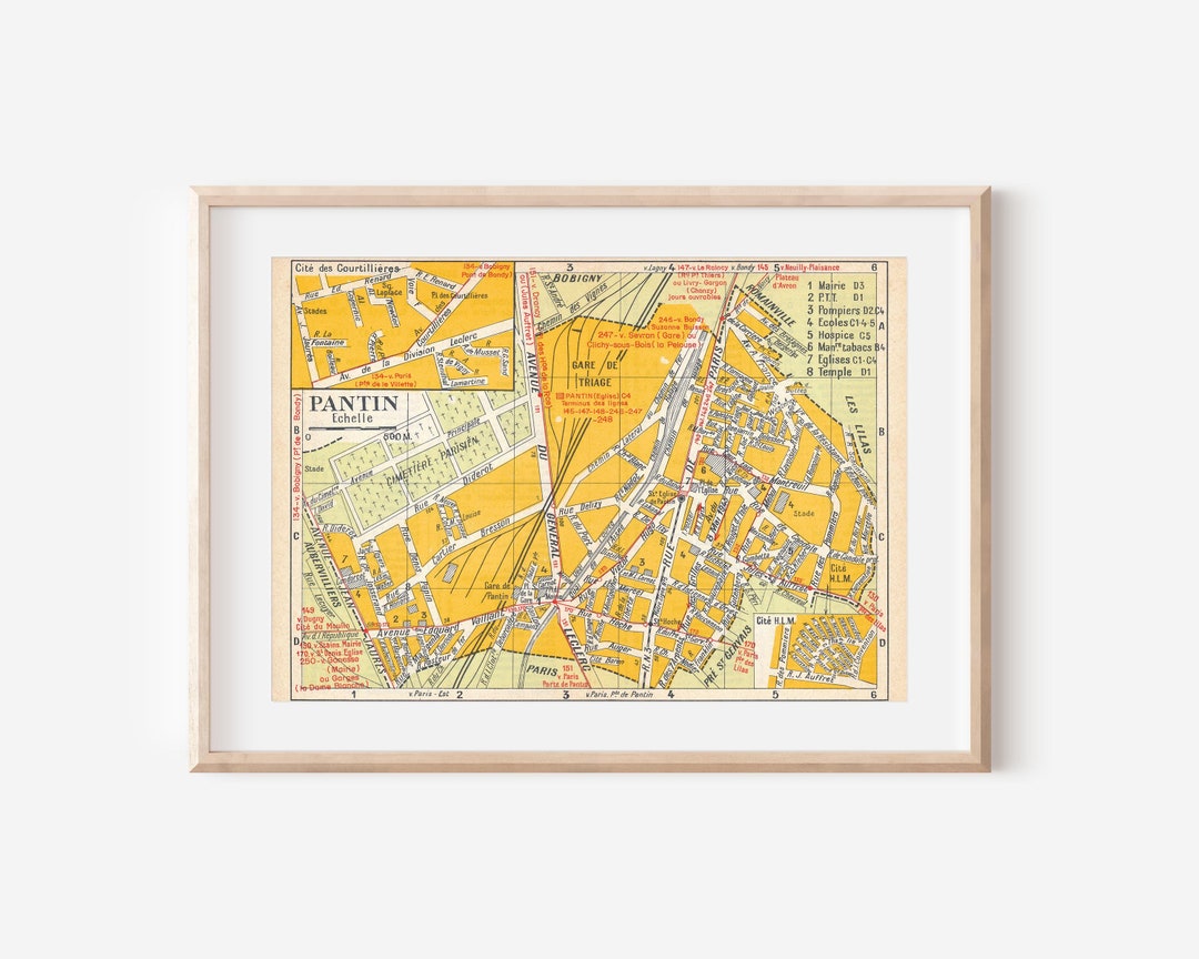 1950 Paris France Pantin Neighborhood Vintage Map - Etsy