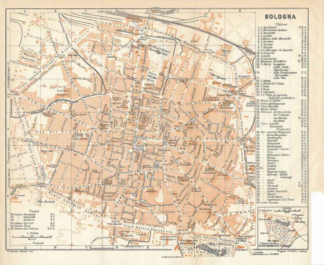 1928 Bologna Italy Antique Map - Etsy