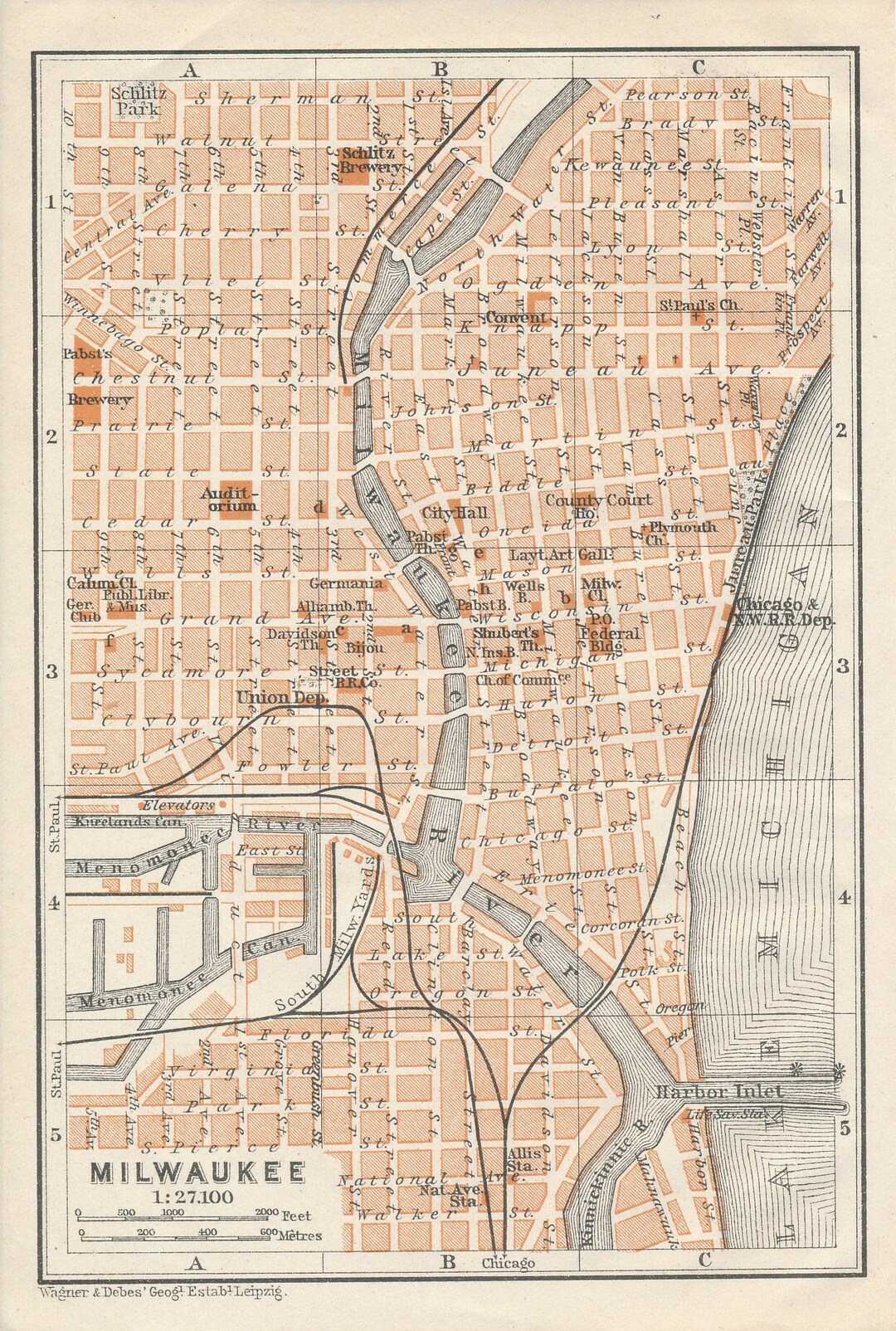 1905 Milwaukee Wisconsin Antique Map - Etsy