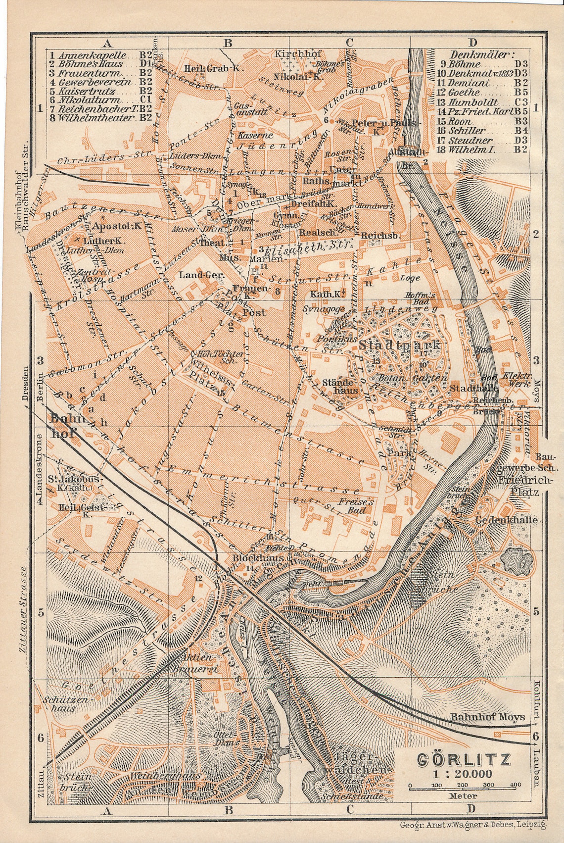 1913 Gorlitz Germany Antique Map | Etsy