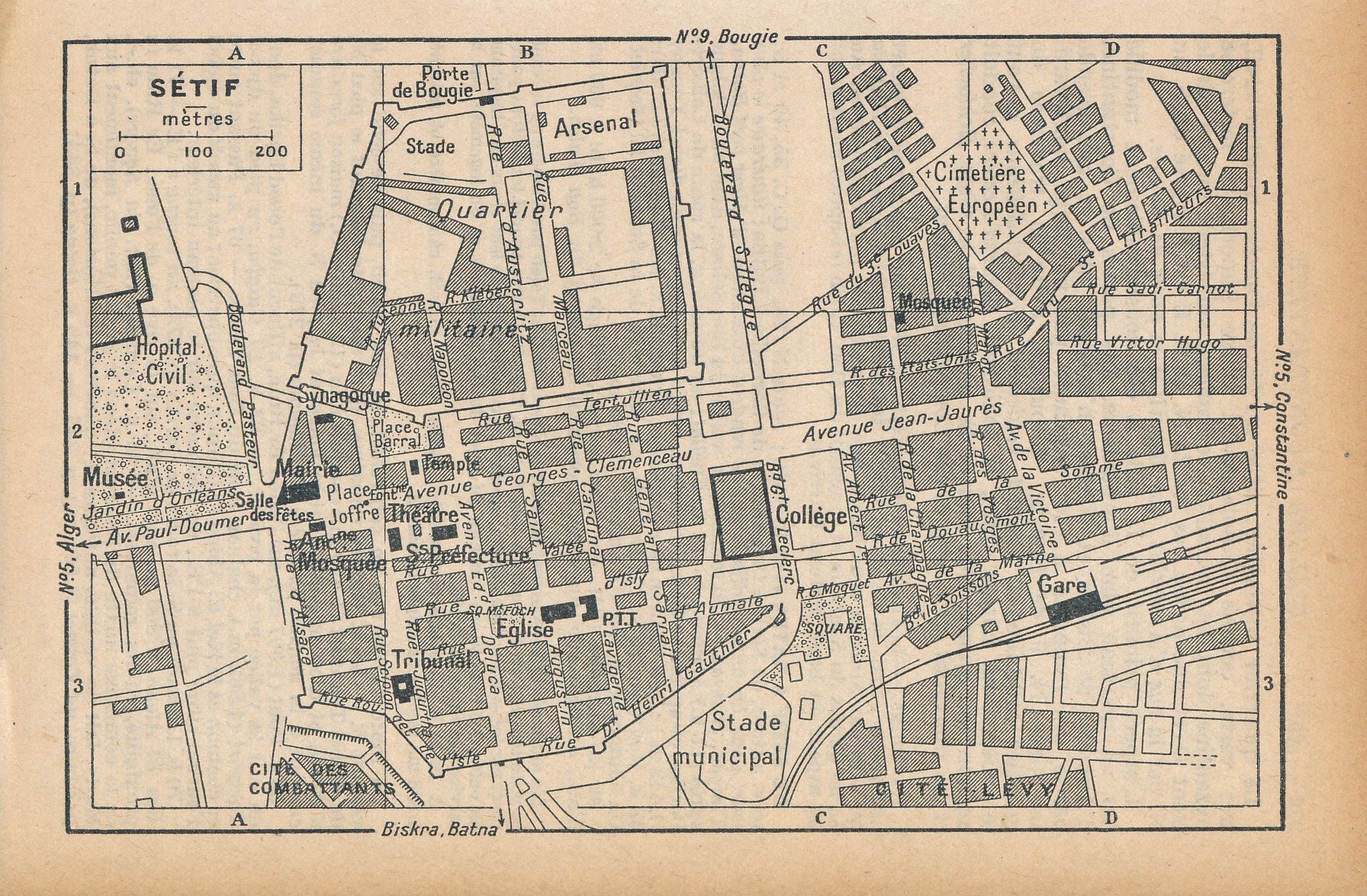 1950 Setif Algeria Vintage Map - Etsy