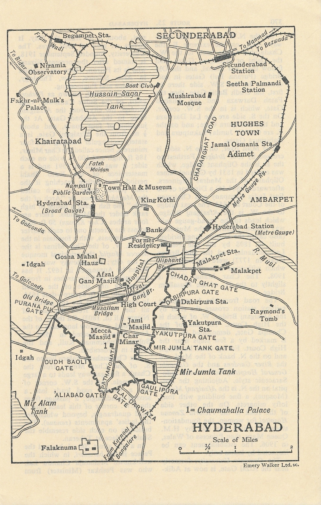 1959 Hyderabad India Vintage Map - Etsy