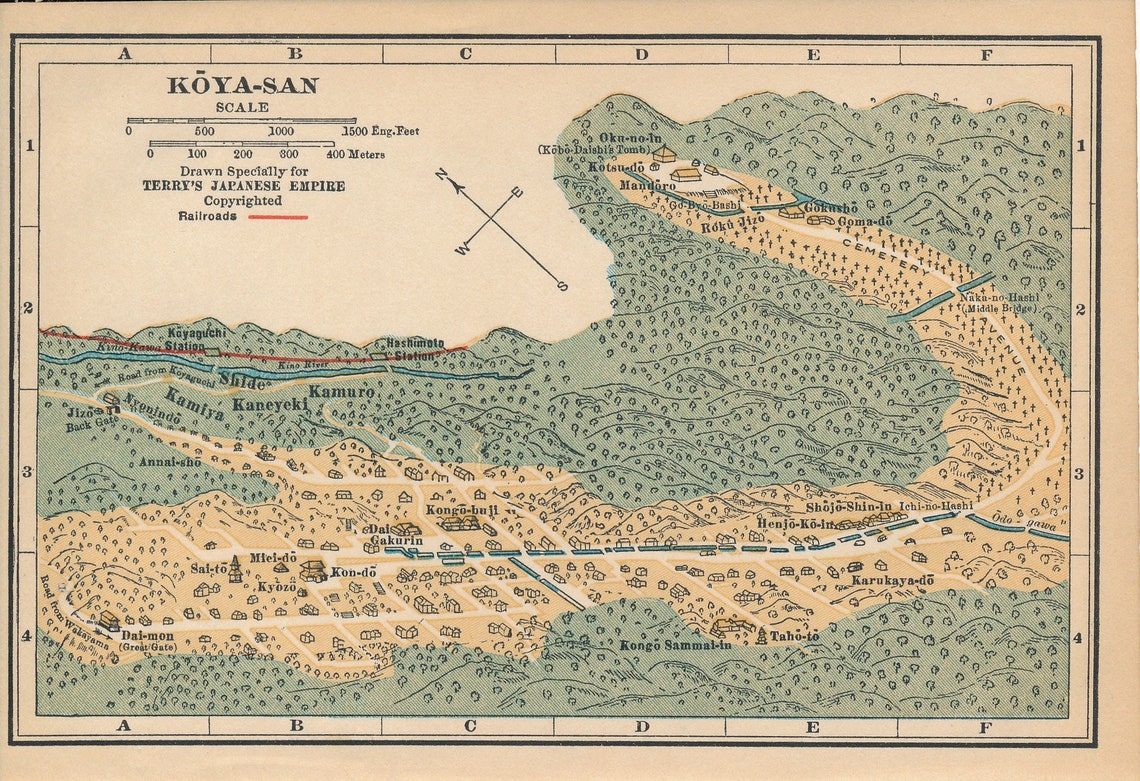 1920 Koya-san Japan Antique Map - Etsy