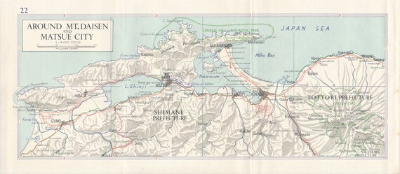 1966 Matsue Japan Vintage Map - Etsy