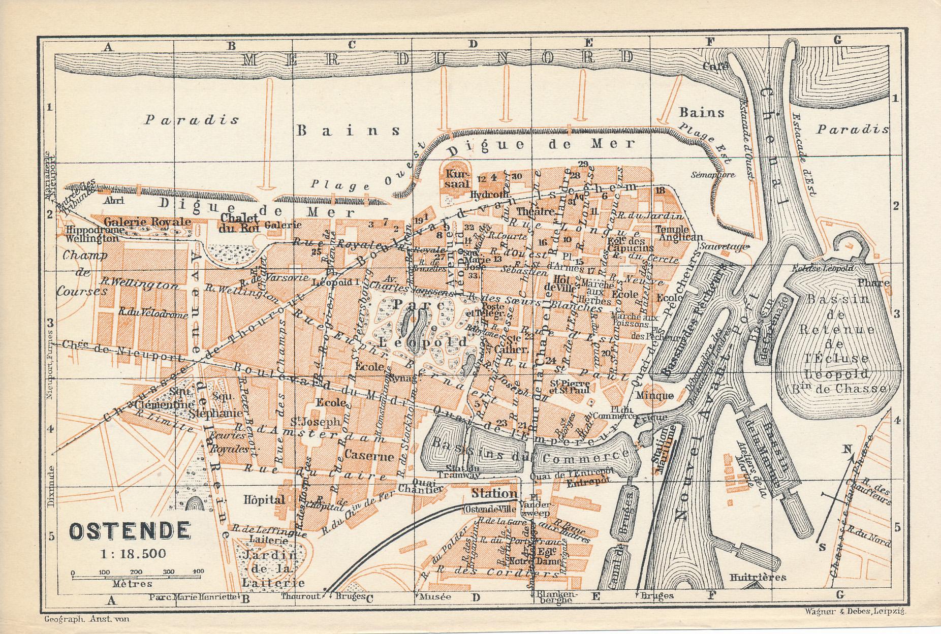 1910 Ostend Belgium Antique Map - Etsy