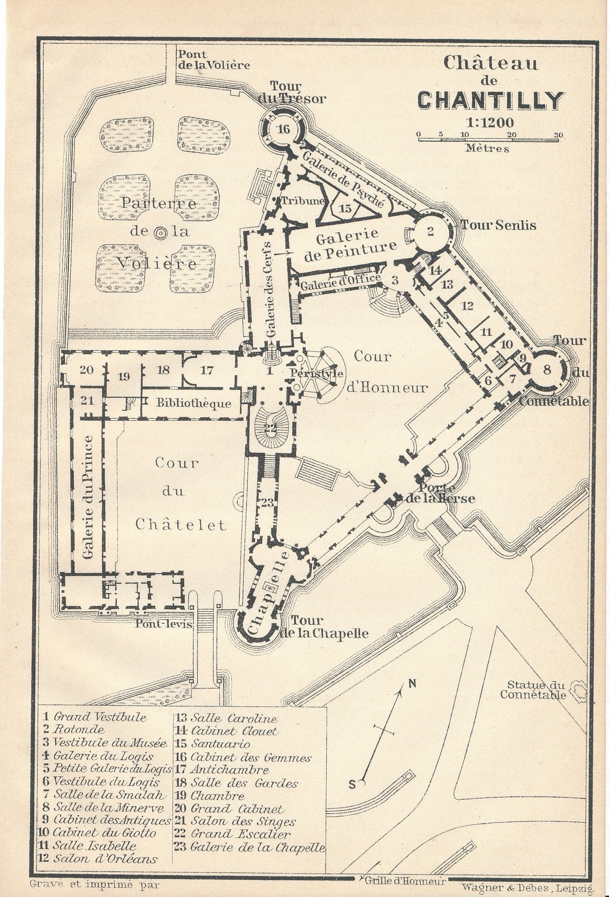 1913 Chateau De Chantilly Near Paris France Antique Map - Etsy