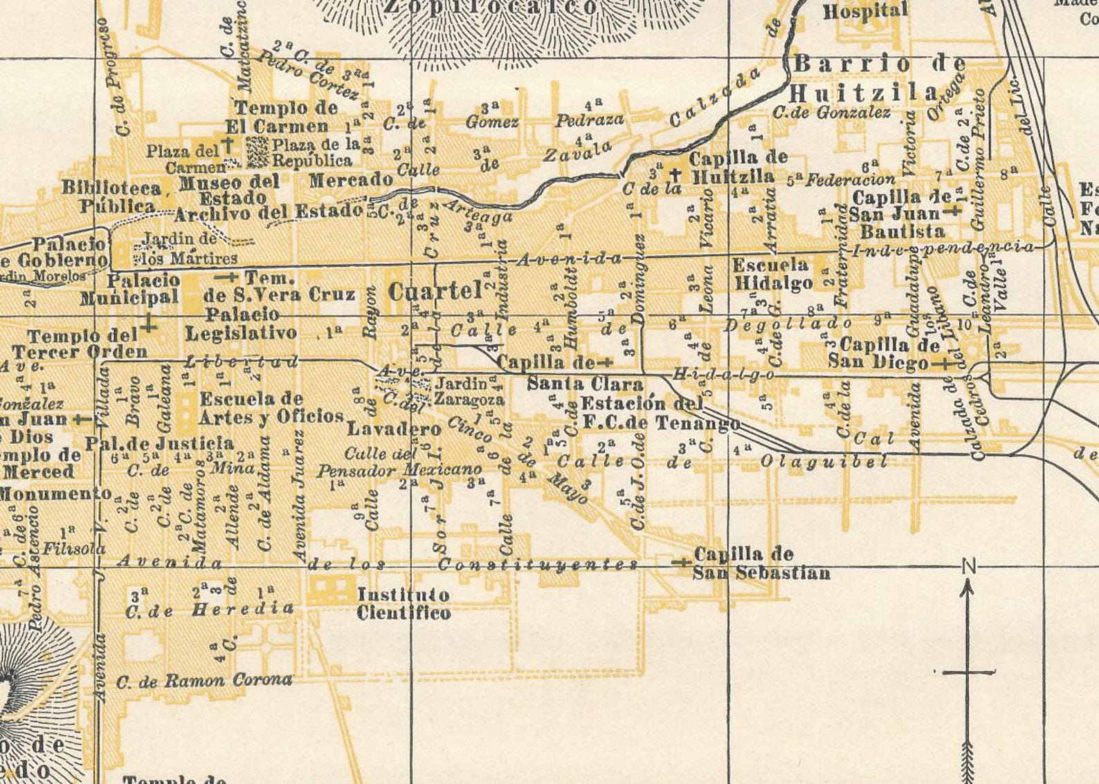 1925 Toluca Mexico Antique Map - Etsy
