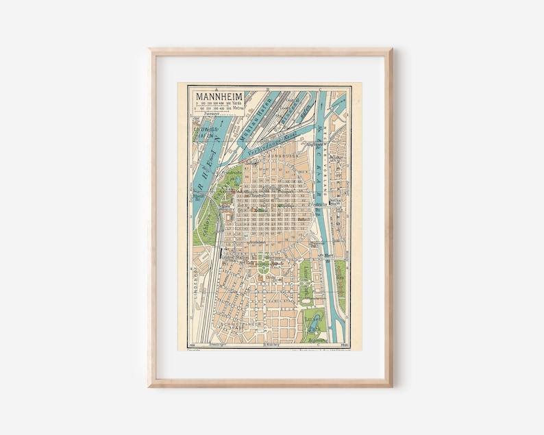 1933 Mannheim Germany Antique Map - Etsy