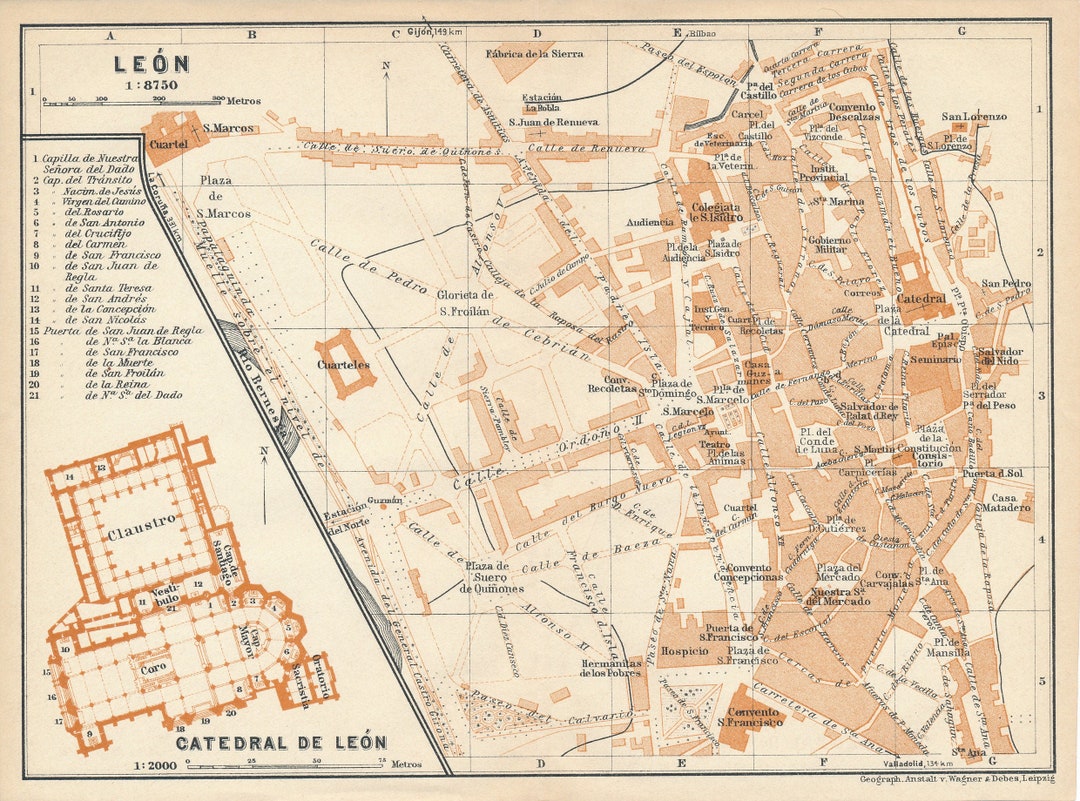 1929 Leon Spain Antique Map - Etsy