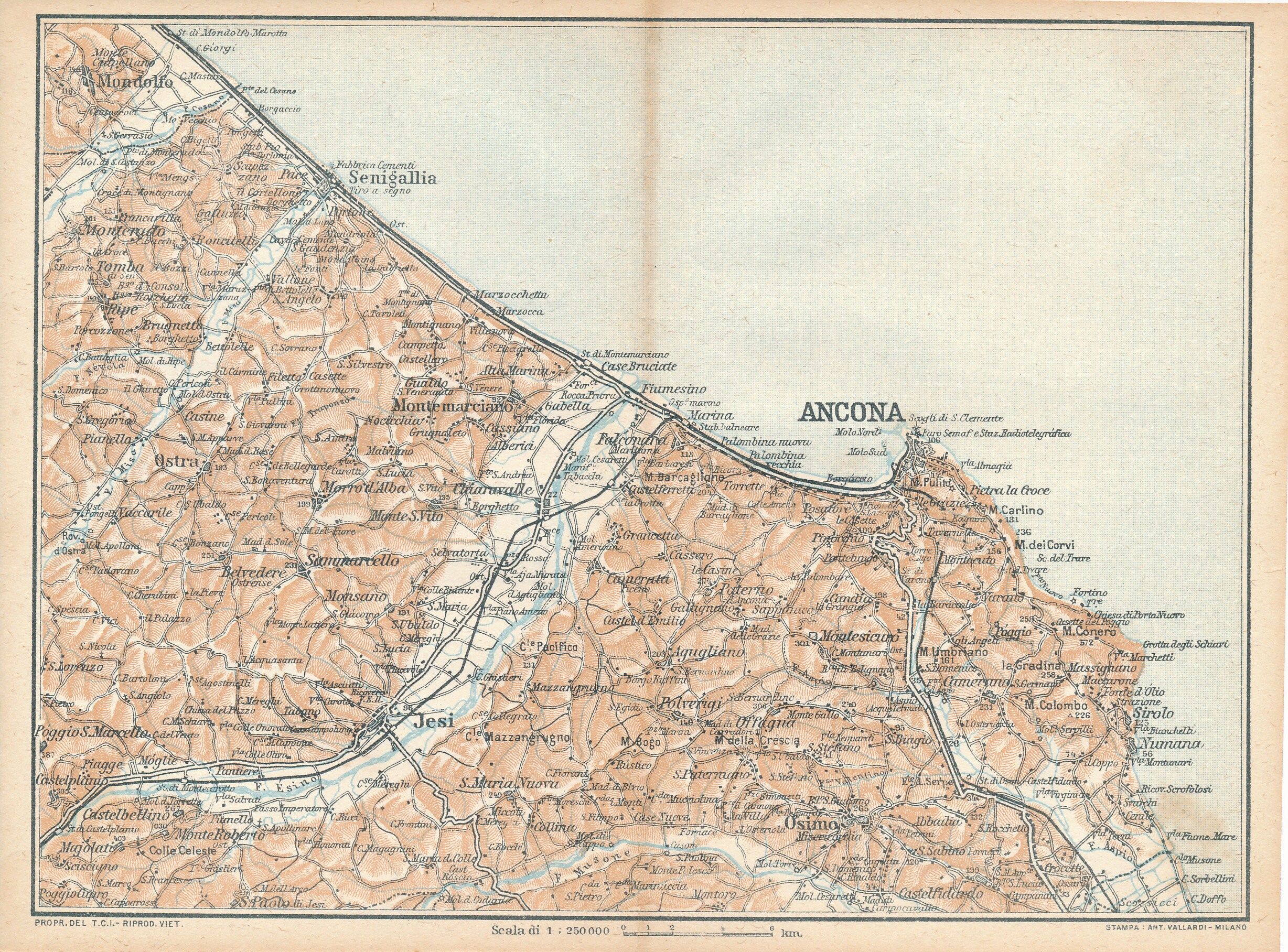 1924 Ancona Italy Antique Map - Etsy Norway