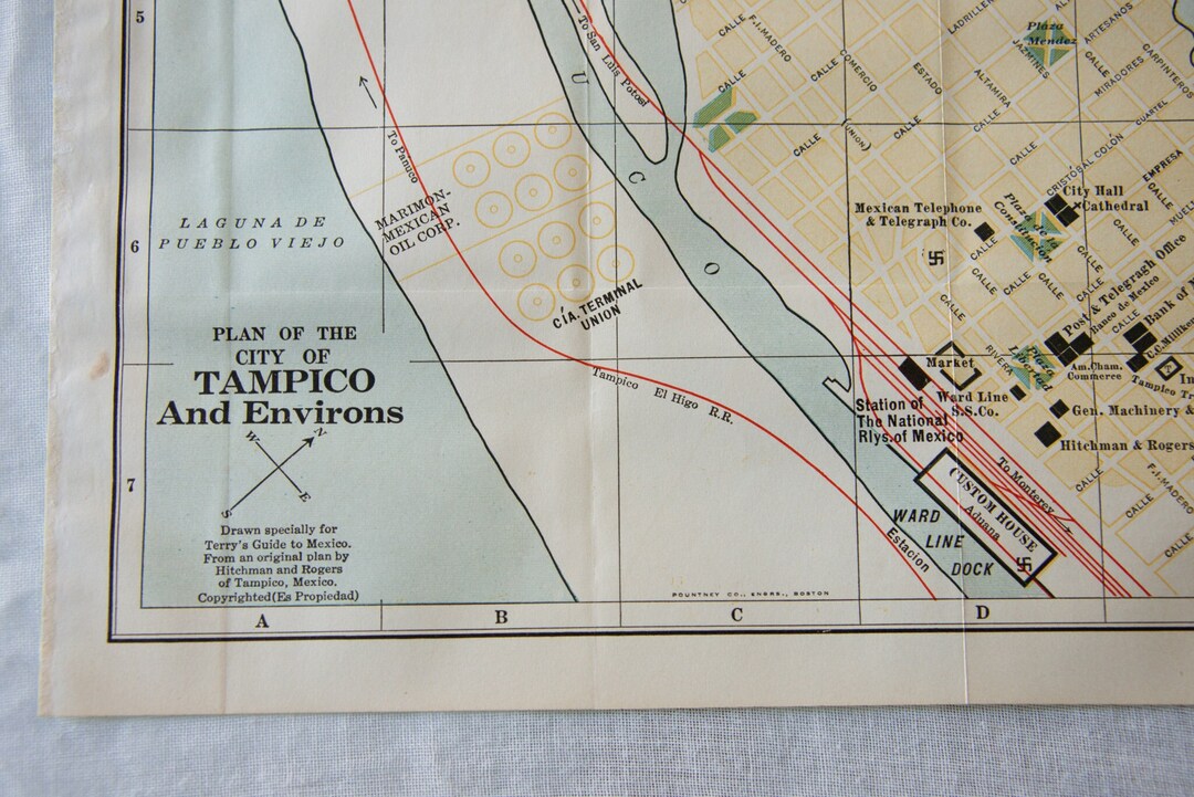 1935 Tampico México Mapa Antiguo - Etsy México