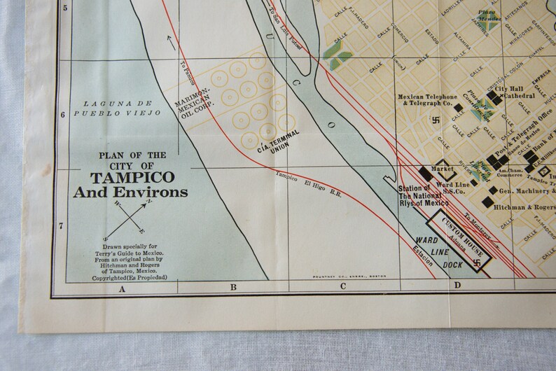 1935 Tampico Mexico Antique Map | Etsy