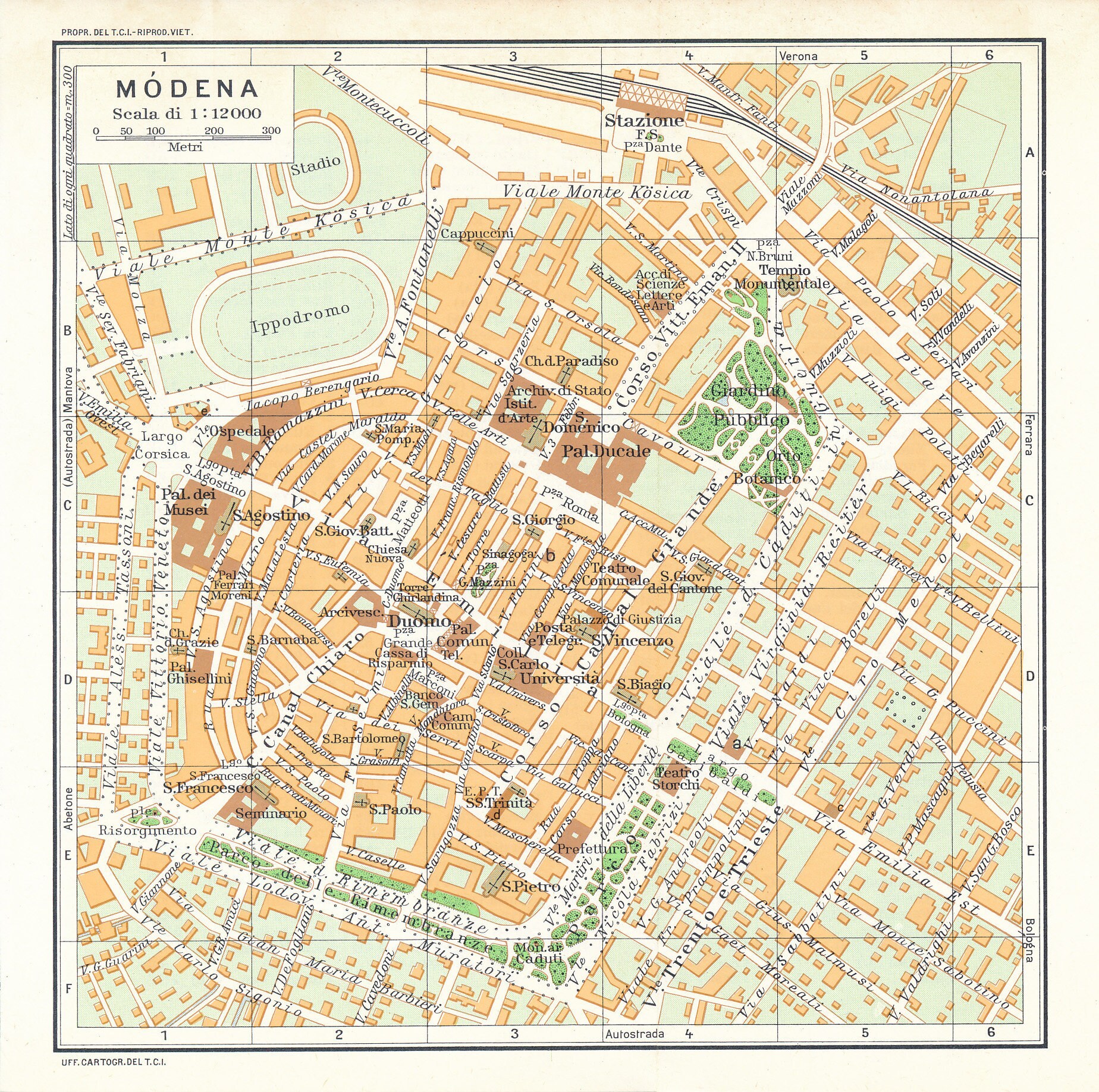 Mapa vintage de Módena Italia de 1971 | Etsy