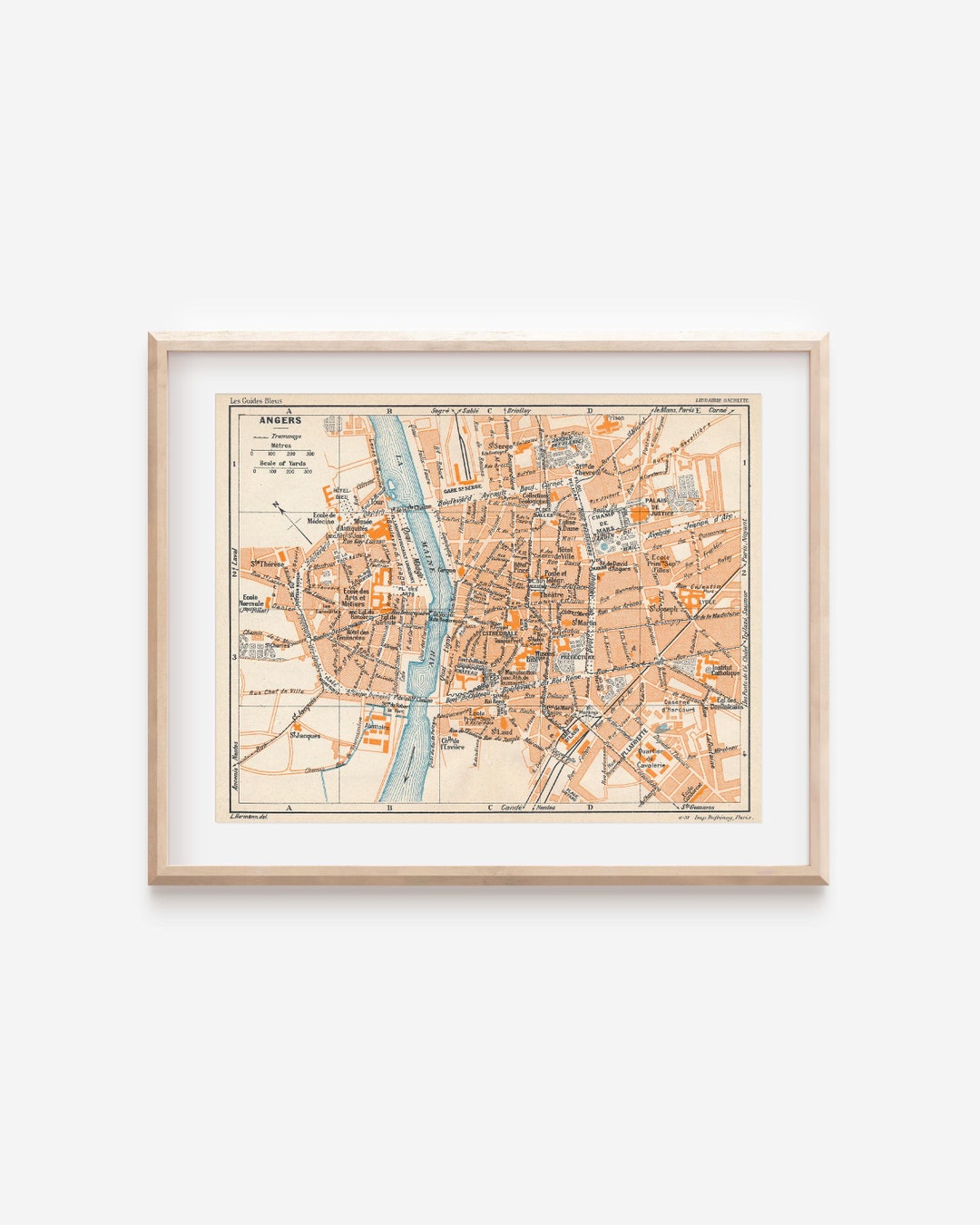 1932 Angers France Antique Map - Etsy