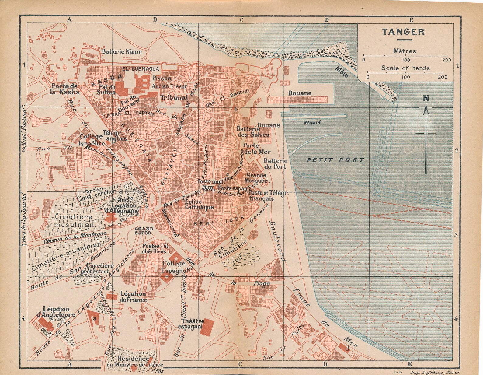 1921 Tangier Morocco Antique Map - Etsy
